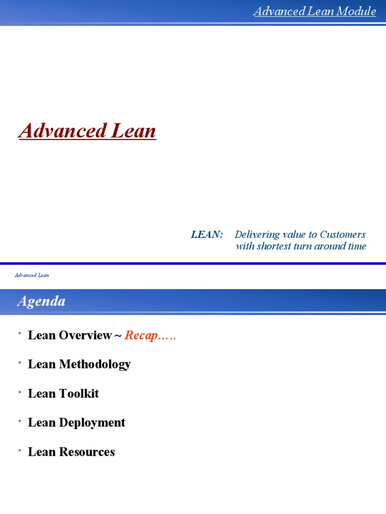 Advanced Lean Training Manual Overview | PDF | Lean Manufacturing | Six ...