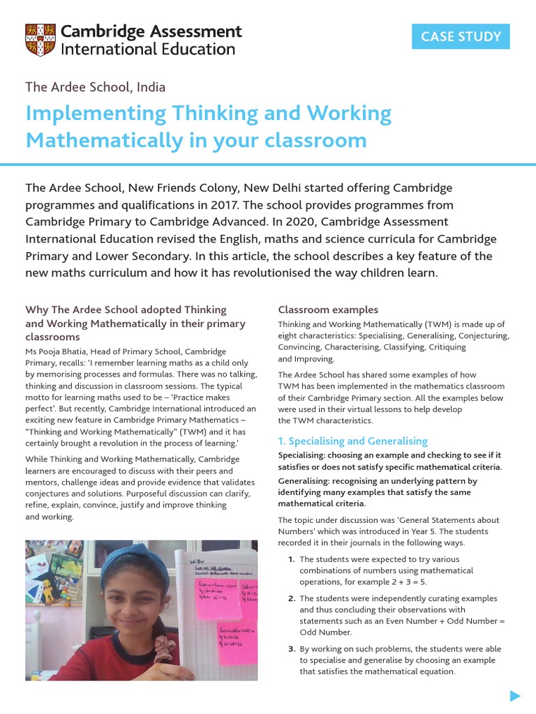 Implementing Thinking and Working Mathematically | PDF | Mathematics ...