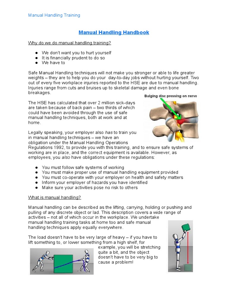 Manual Handling Handbook | PDF | Occupational Safety And Health