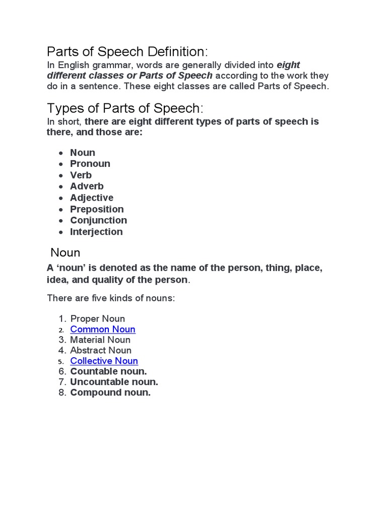 Parts of Speech Definition | PDF | Part Of Speech | Noun