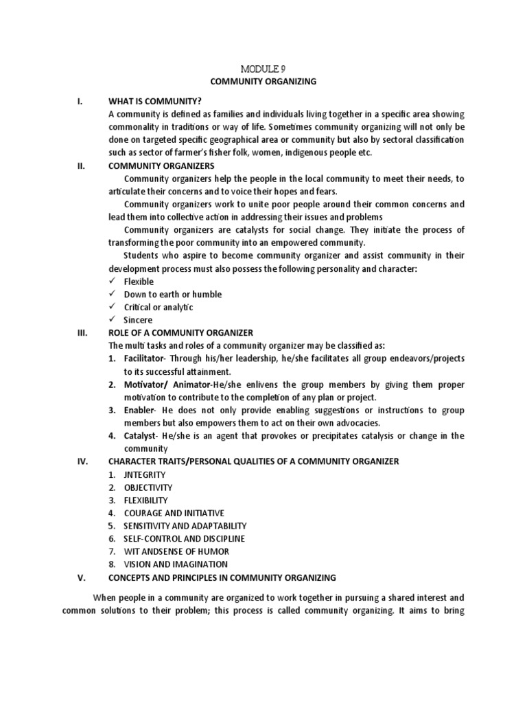 Module 8. Community Organizing | PDF | Community | Empowerment