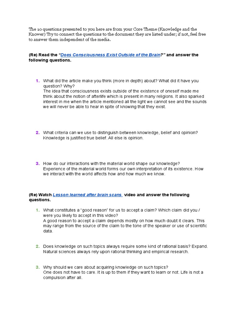 Knowledge and The Knower | PDF | Knowledge | Reason