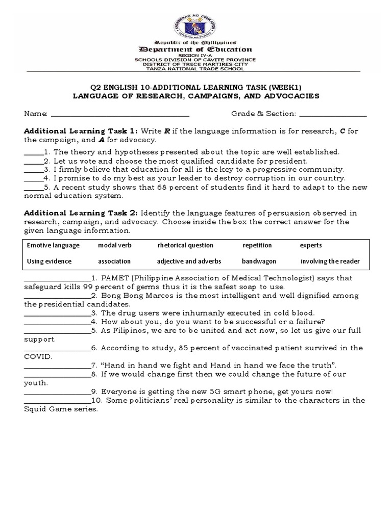 Q2 Eng10 Alt Week1 | PDF