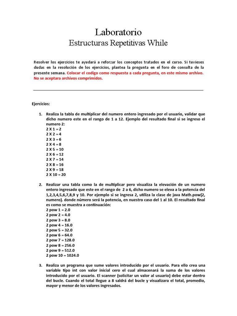 S06.s1 - Laboratorio de Estructuras Repetitivas WHILE | PDF | Informática