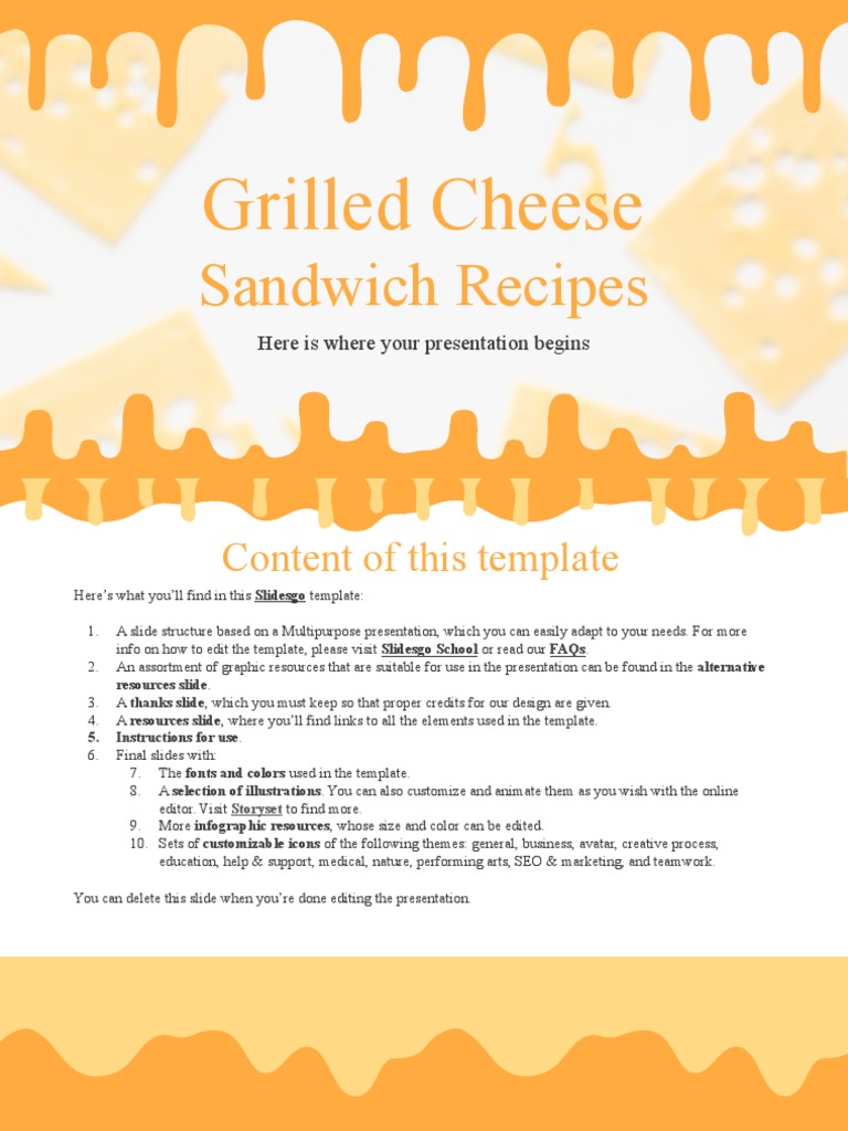 Grilled Cheese Sandwich Recipes by Slidesgo | PDF | Planets | Cheese