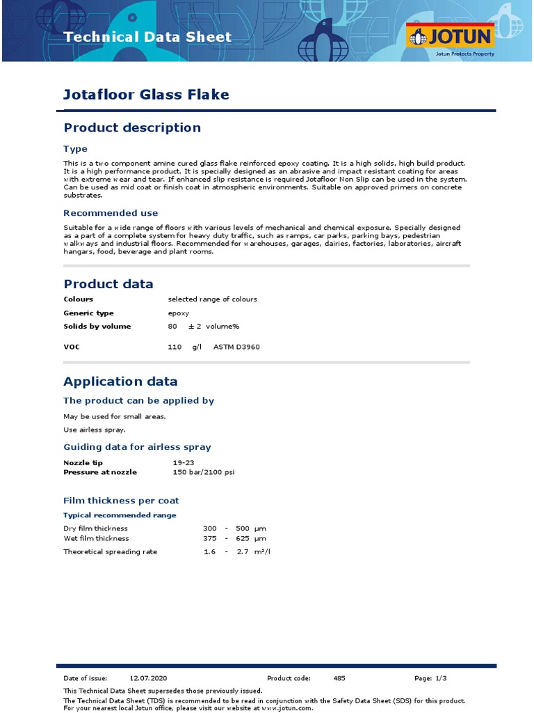 Jotafloor Glass Flake: Technical Data Sheet | Download Free PDF | Epoxy ...