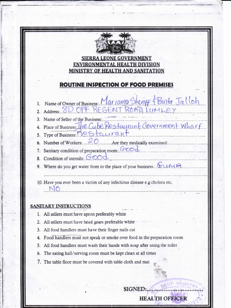 Health Certificate Form | PDF