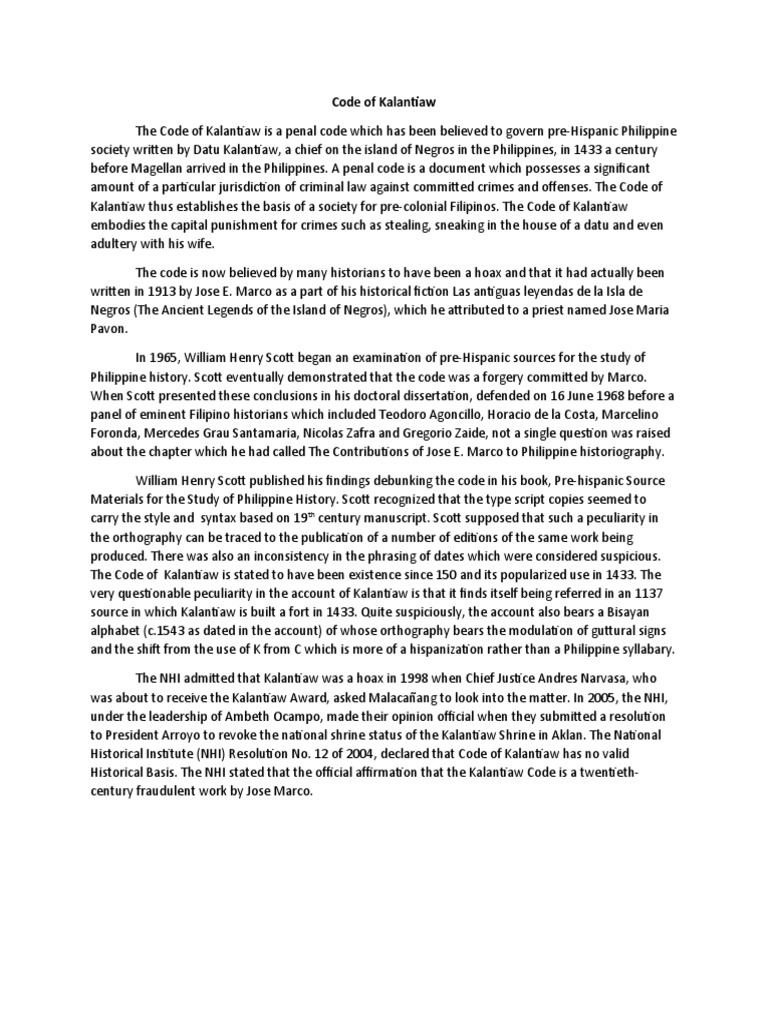 Code of Kalantiaw | PDF | Philippines