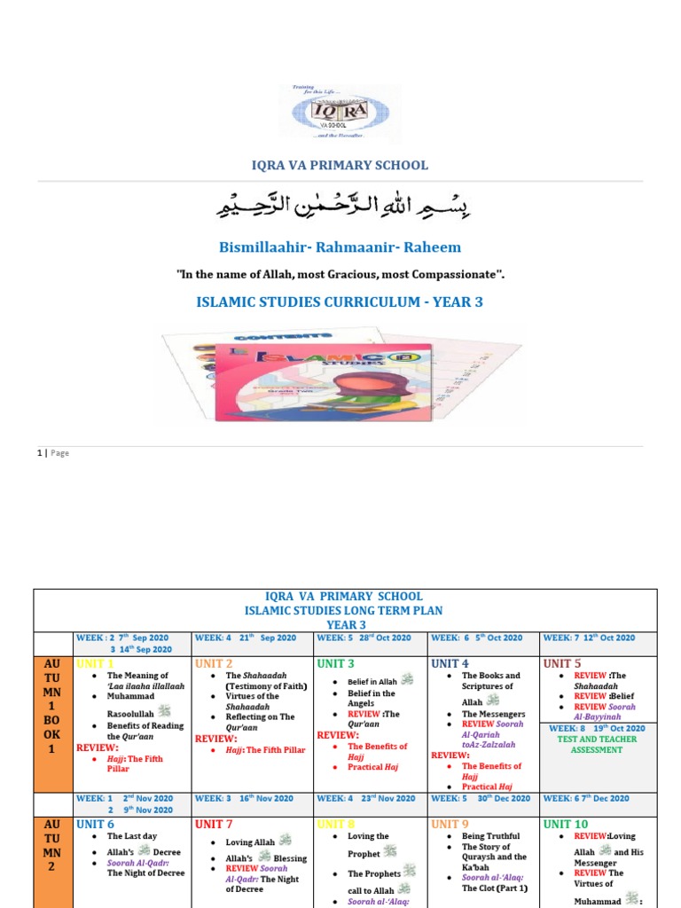 Curriculum Map Grade 2 Year 3 2020 2021.doc Other | PDF | Quran | Islam