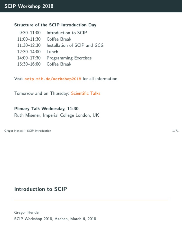 Scip Introduction Pdf Linear Programming Mathematical Optimization 7122