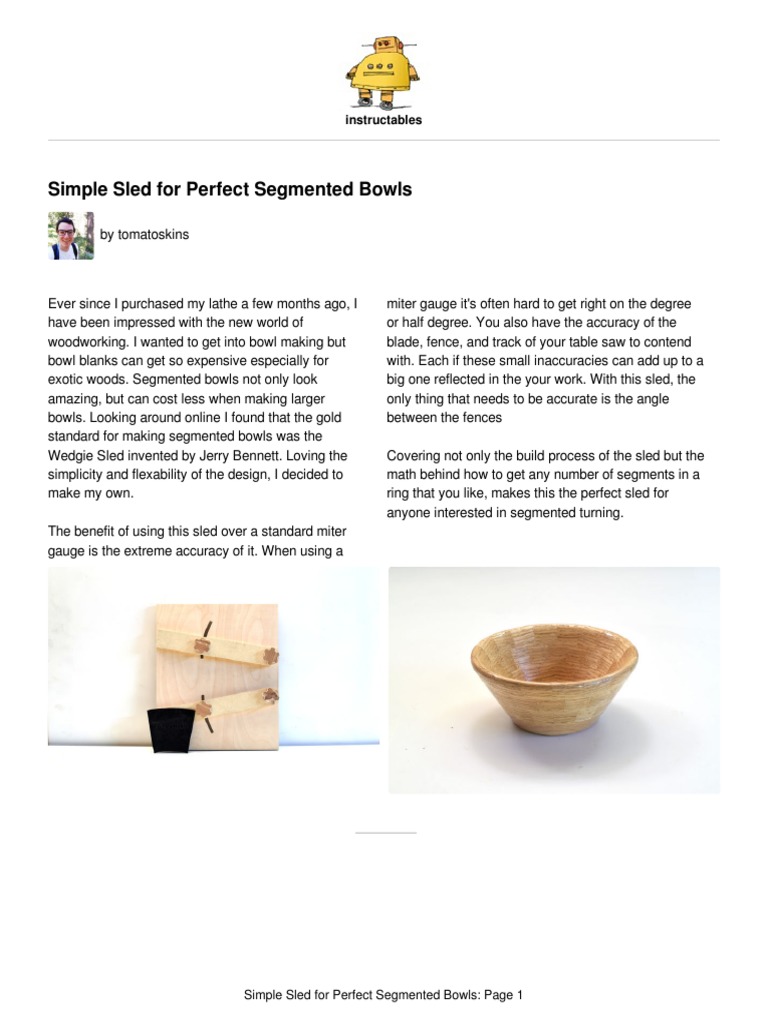 Simple Sled For Perfect Segmented Bowls: Instructables | PDF | Screw ...