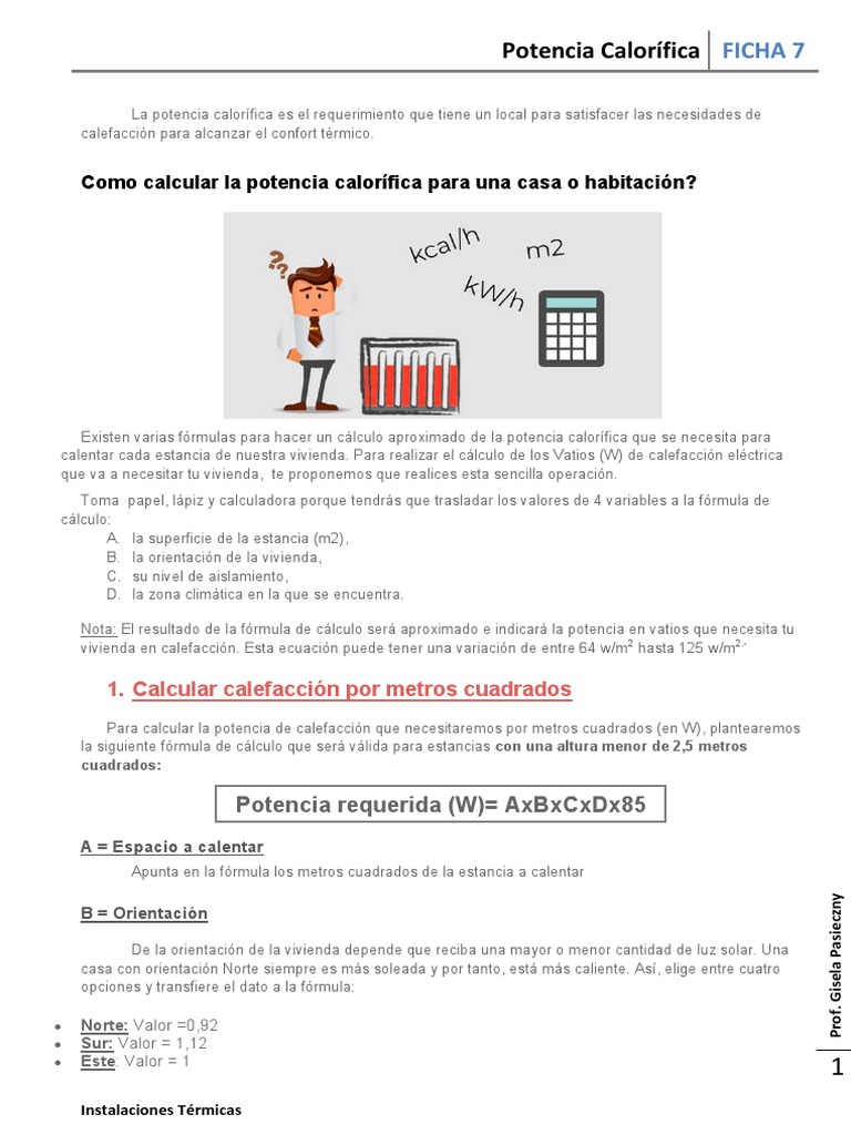 FICHA 7.potencia Calorífica | PDF | Electrodoméstico | Temperatura