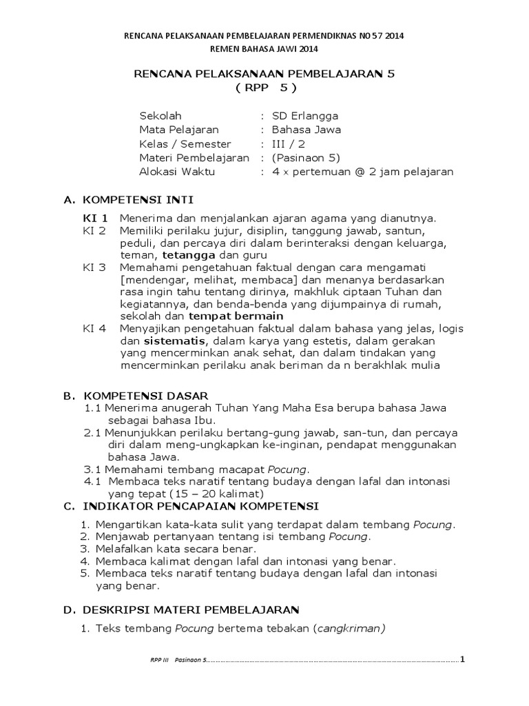 RPP III Pasinaon 5 | PDF | Sains & Matematika