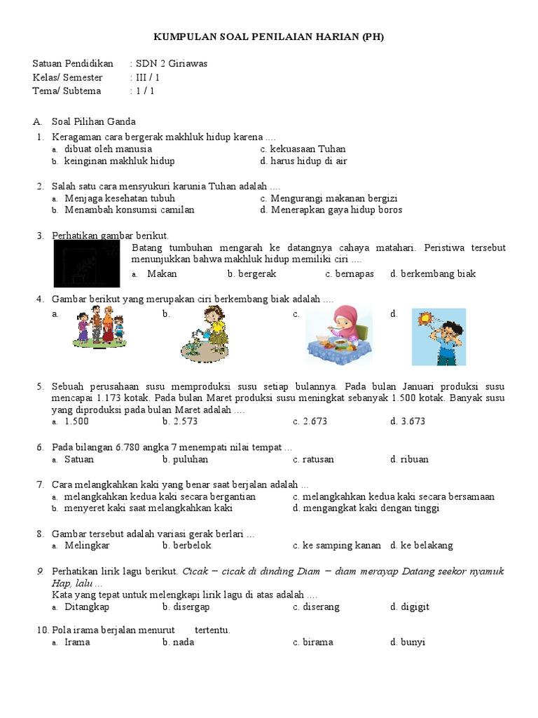KUMPULAN SOAL Kelas 3 | PDF