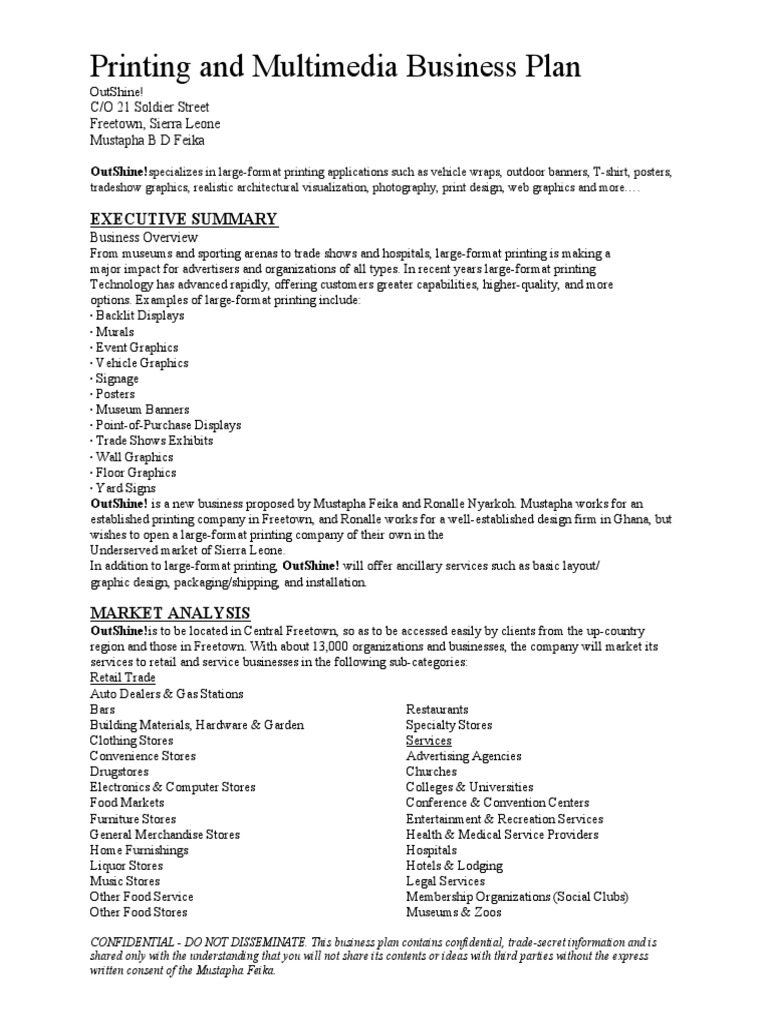 Large Format Printing Business Plan | PDF | Digital Single Lens Reflex ...