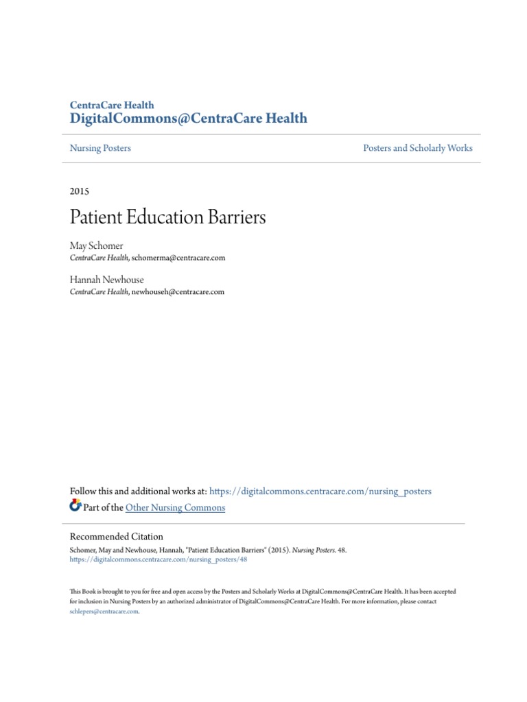 Patient Education Barriers | PDF | Nursing | Patient