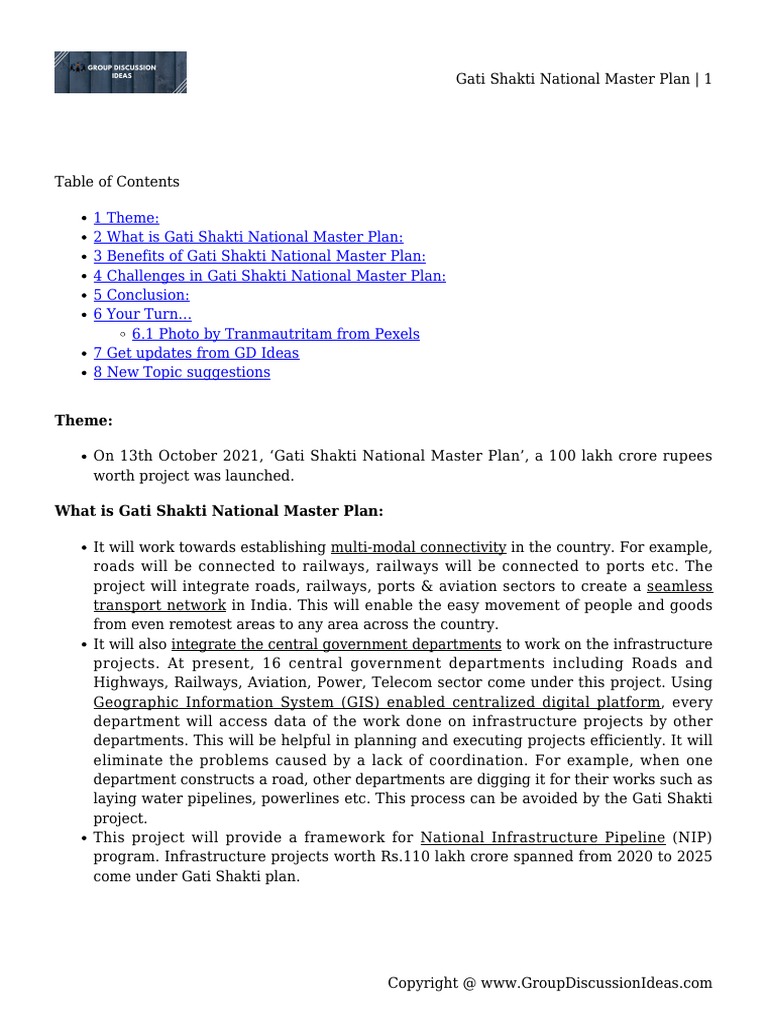 Gati Shakti National Master Plan | PDF | Transport | Infrastructure