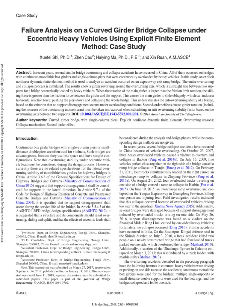 Failure Analysis On A Curved Girder Bridge Collapse Under Eccentric ...