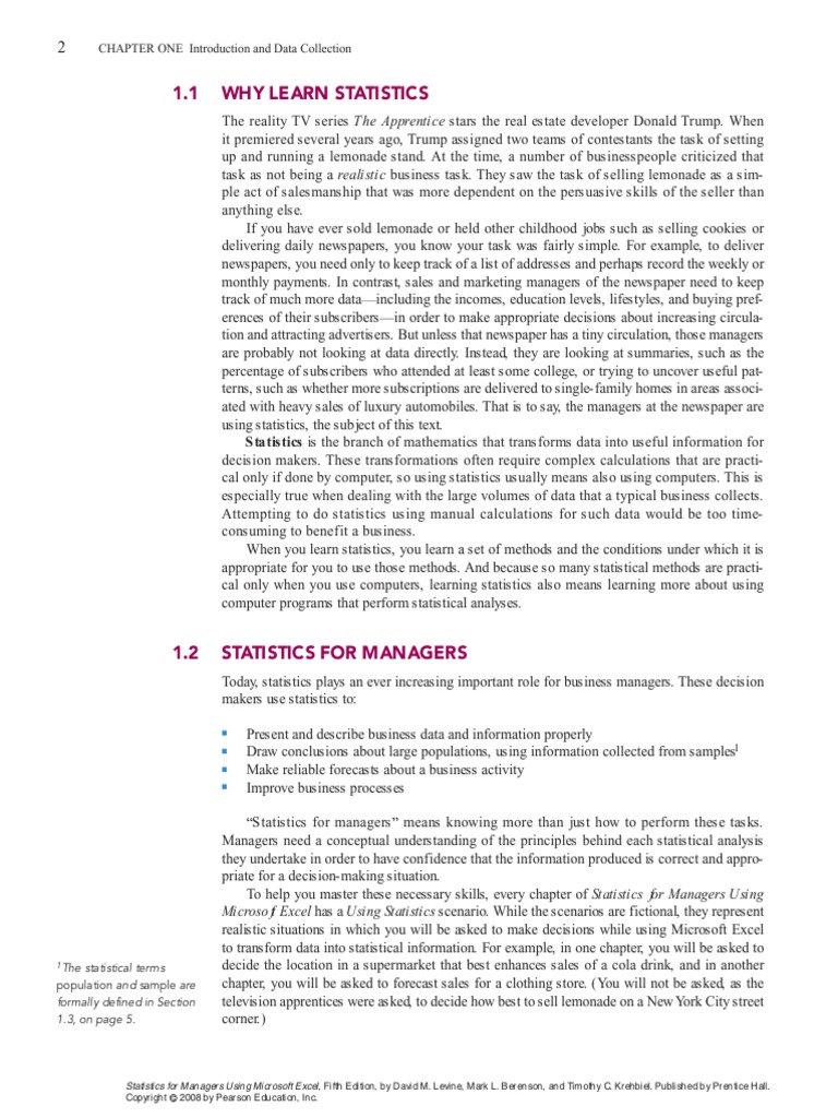 1.1 Why Learn Statistics: CHAPTER ONE Introduction and Data Collection ...