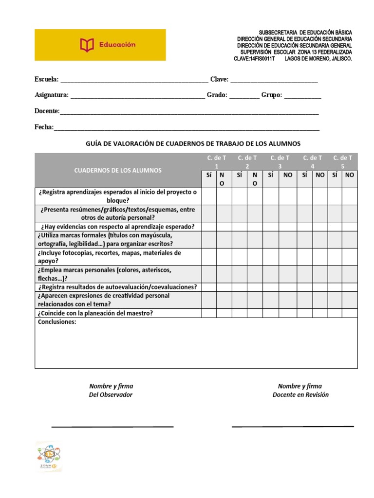 Formato para Revisión Cuadernos Alumnos | PDF