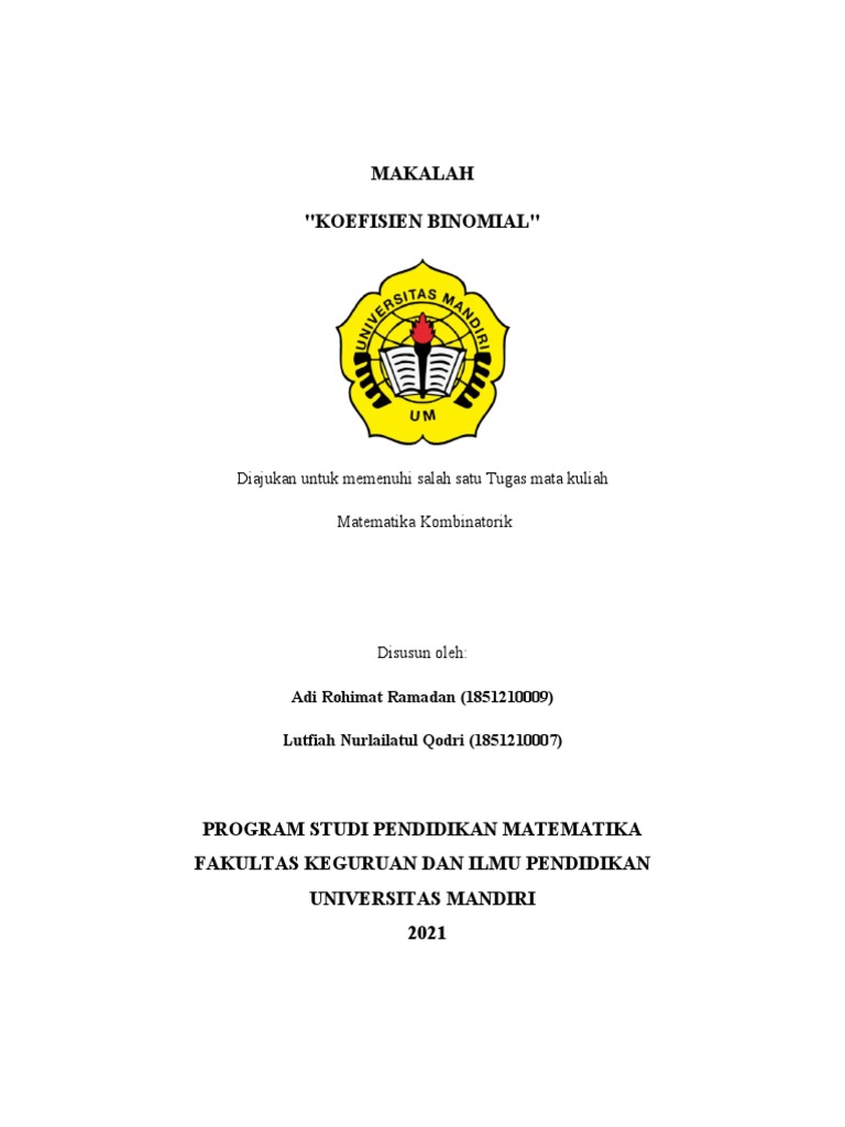 KOEFISIEN BINOMIAL (ADI & LUTFIAH) Fix | PDF | Metode & Bahan Ajar | Komputer