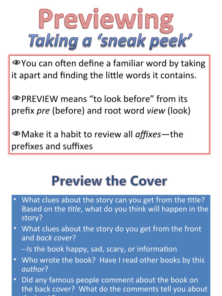Reading Strategy (Previewing) | PDF | Speed Reading | Prediction