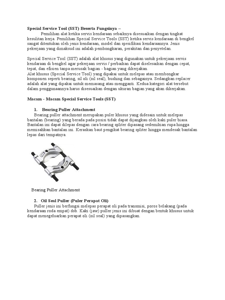 Bab 3 SST Special Service Tools | PDF | Komputer | Teknologi & Rekayasa