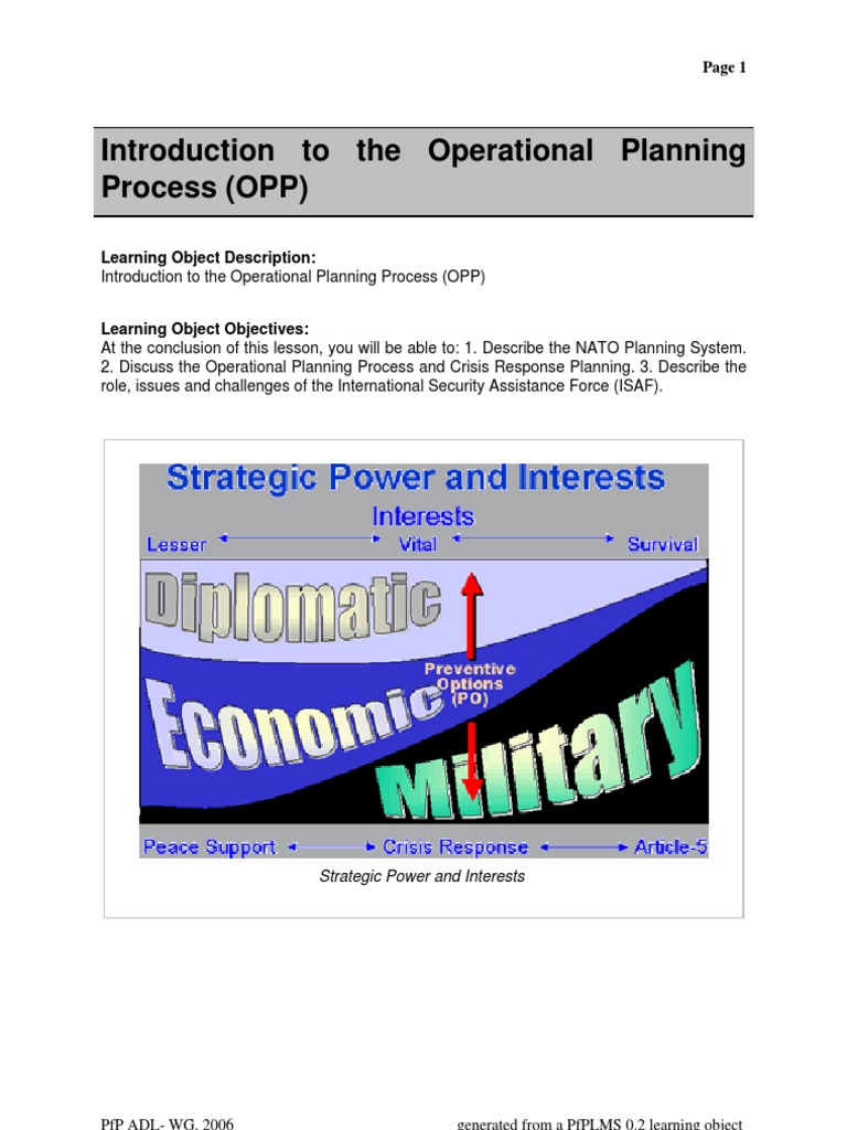 Introduction to the Operational Planning Process (OPP | PDF | Nato ...