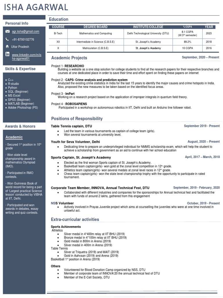 Isha Agarwal CV | PDF