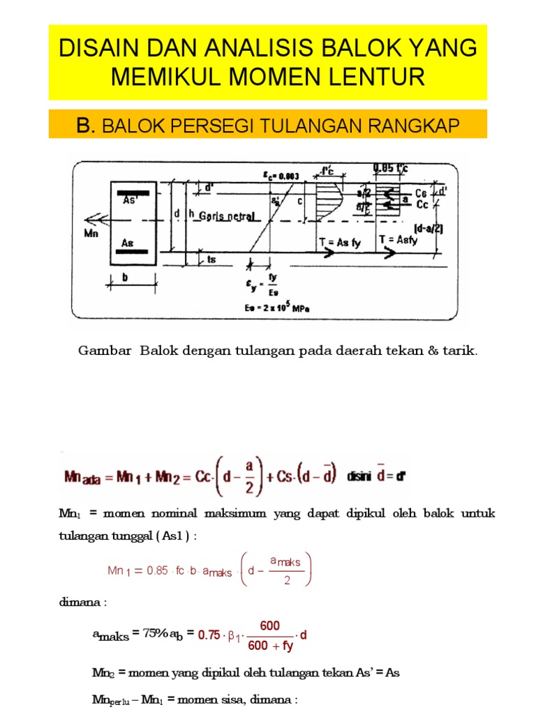 v. Perhitungan Balok Tulangan Rangkap | PDF