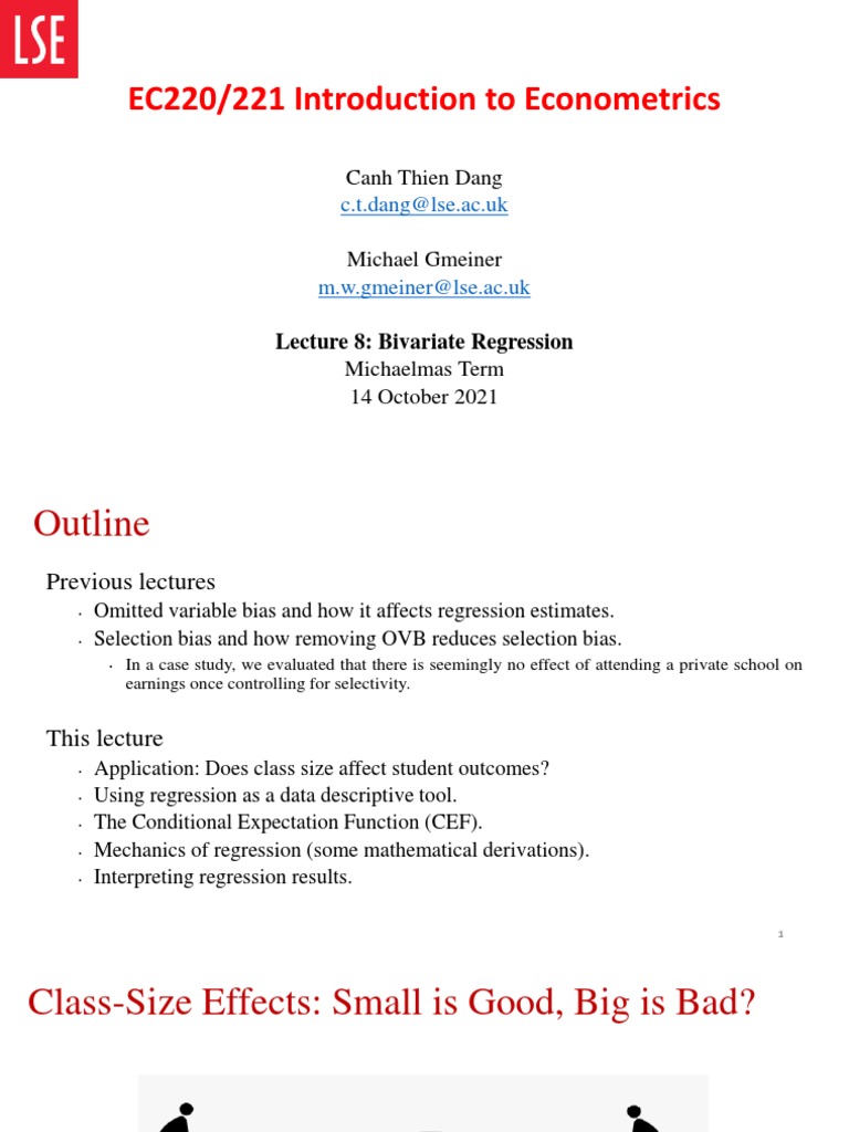 EC220/221 Introduction To Econometrics: Canh Thien Dang | PDF | Errors And Residuals | Dependent ...