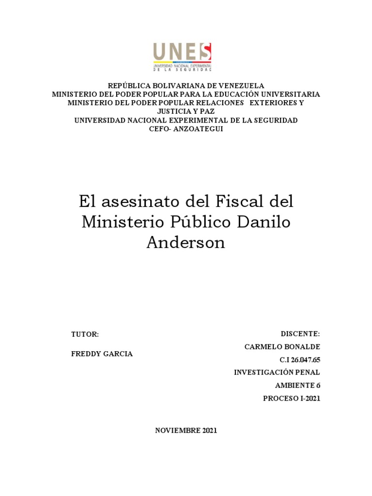 Asesinato del Fiscal Danilo Anderson | PDF | Crímenes | Crimen y violencia