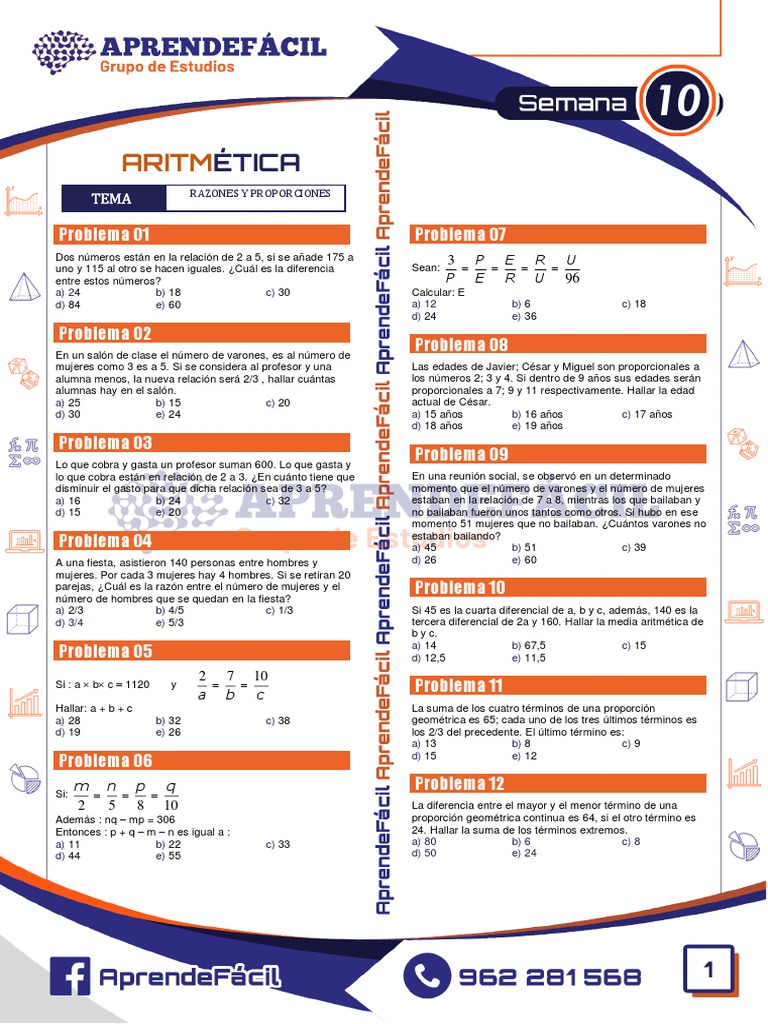 Pract - 10 - Razones y Proporciones | PDF | Proporción | Matemática Elemental