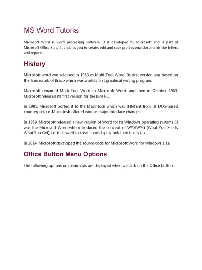 MS Word MODULE 2 | PDF | Microsoft Word | Window (Computing)