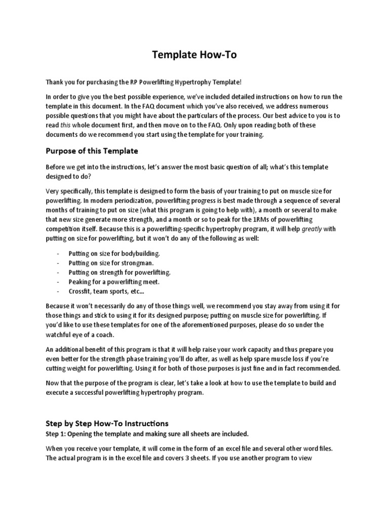 RP Training Template How-To | PDF