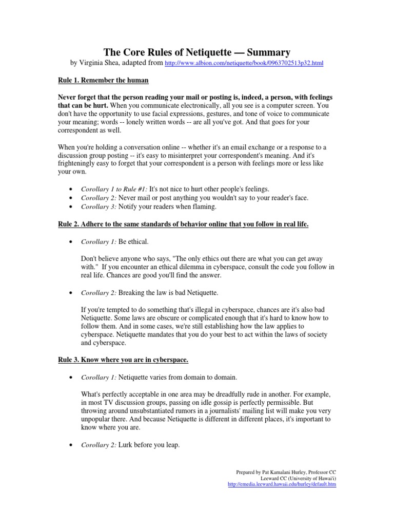 10+Rules+of+Netiquette | Faq | Conversation