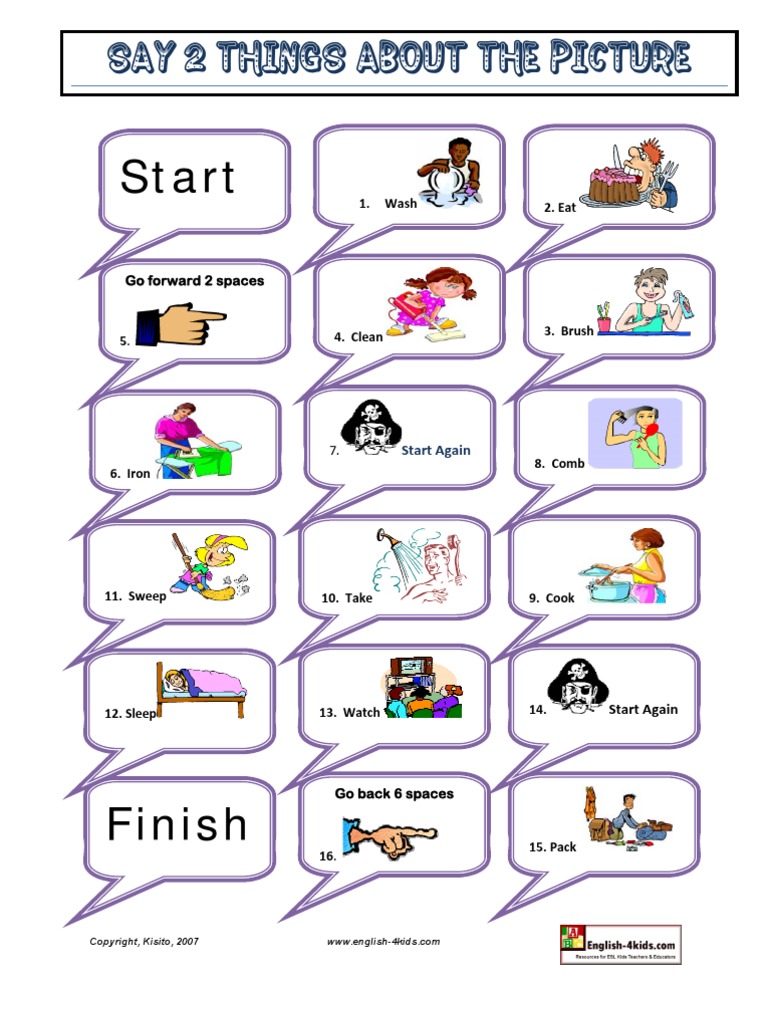Action Verbs Board Game | PDF