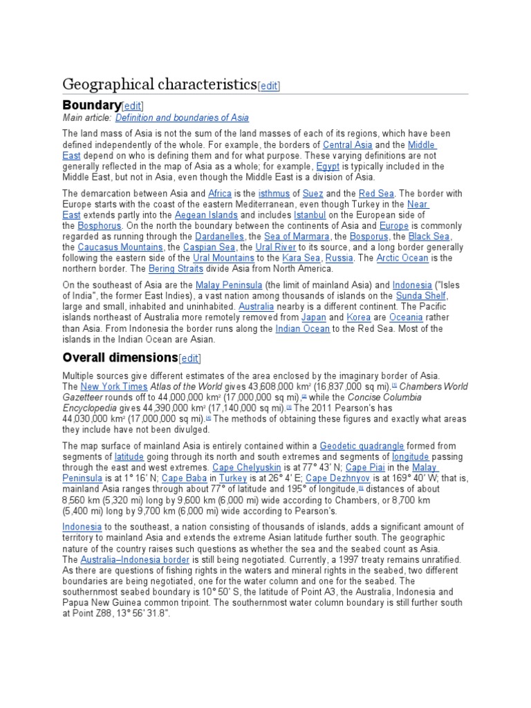 Geographical Characteristics | PDF | Asia | Geography