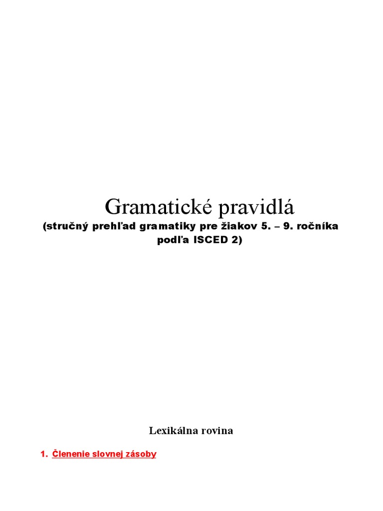 Gramatické Pravidlá | PDF