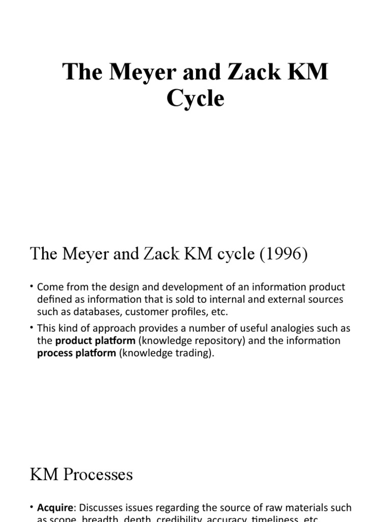 The Meyer and Zack KM Cycle | PDF