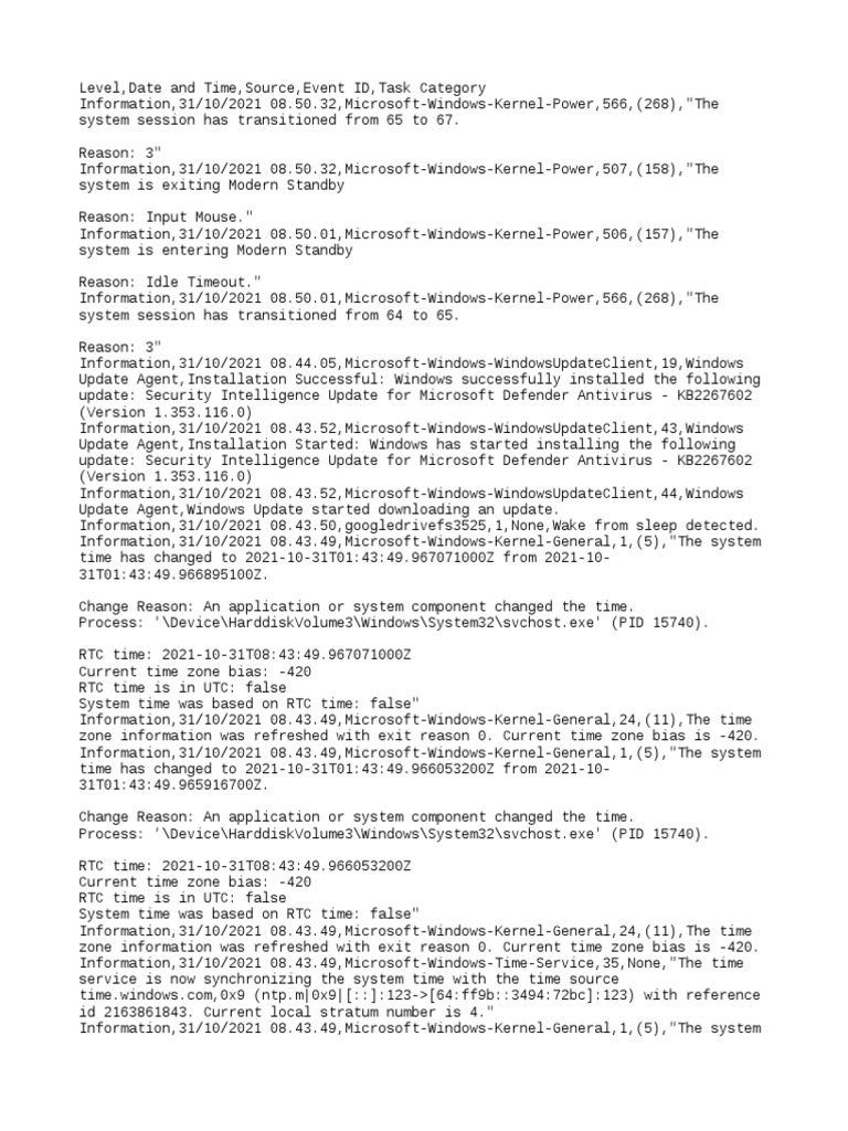 Event Log Windows 1000 | PDF | Computer Science | Operating System ...