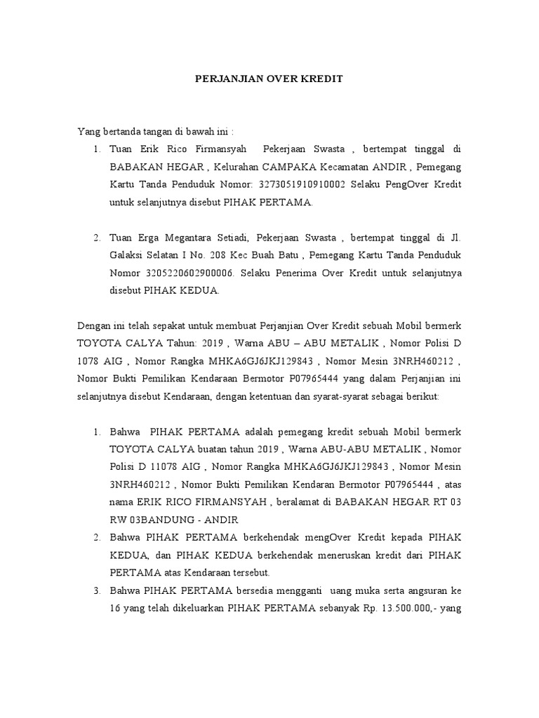 Contoh Surat Over Kredit | PDF