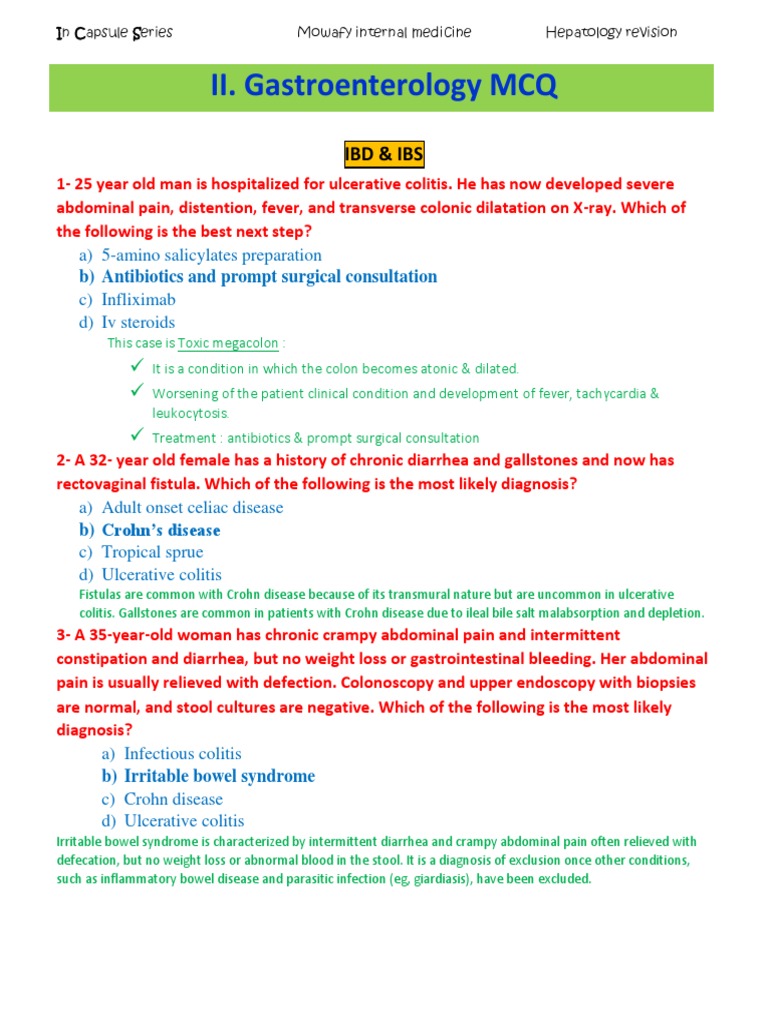 Hepatology & Gastroenterology MCQ Revision | PDF | Ulcerative Colitis ...