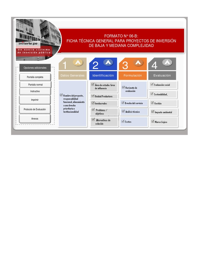 Formato #06-B: Ficha Técnica General para Proyectos de Inversión de Baja Y Mediana Complejidad ...