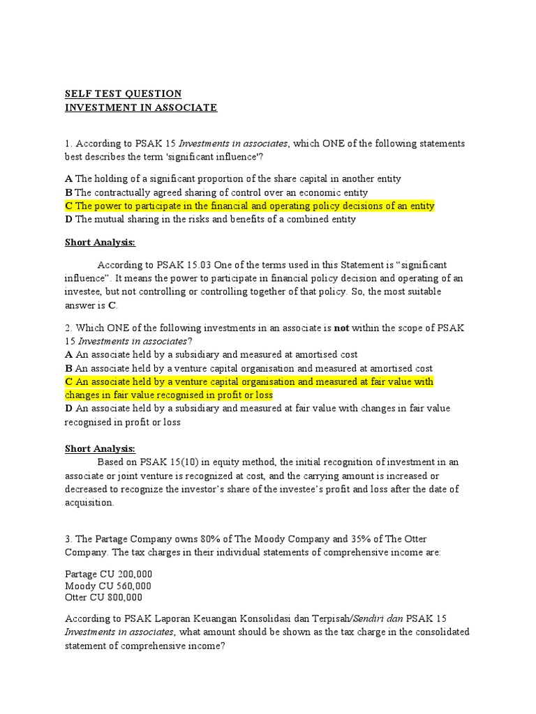 Psak 15 Investment in Associate | PDF | Investing | Income Statement