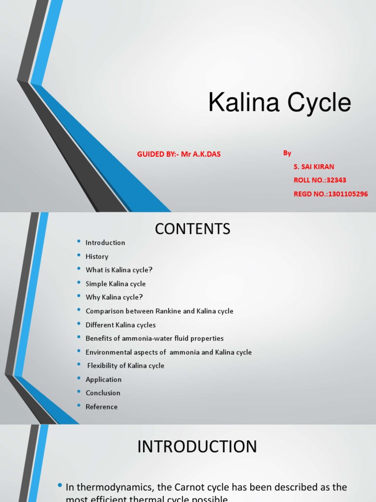 Kalina Cycle: Guided By:-Mr A.K.Das | PDF | Mechanical Engineering ...