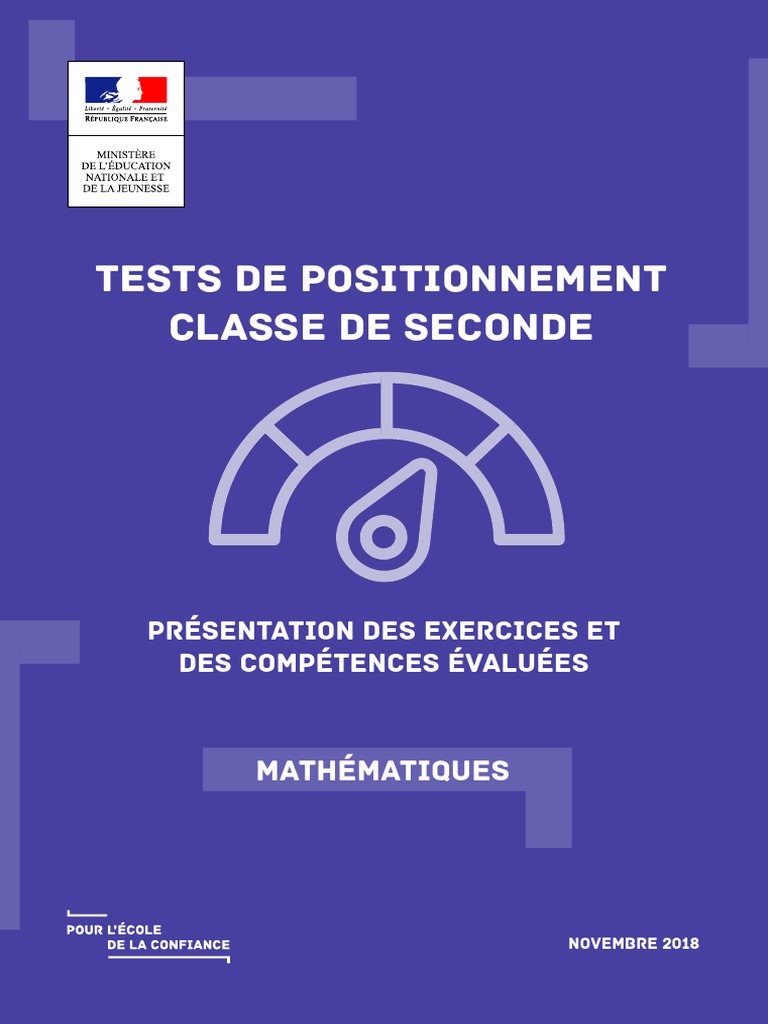 Test de Positionnement Mathematiquesmaths 1038773 | PDF | Mathématiques ...