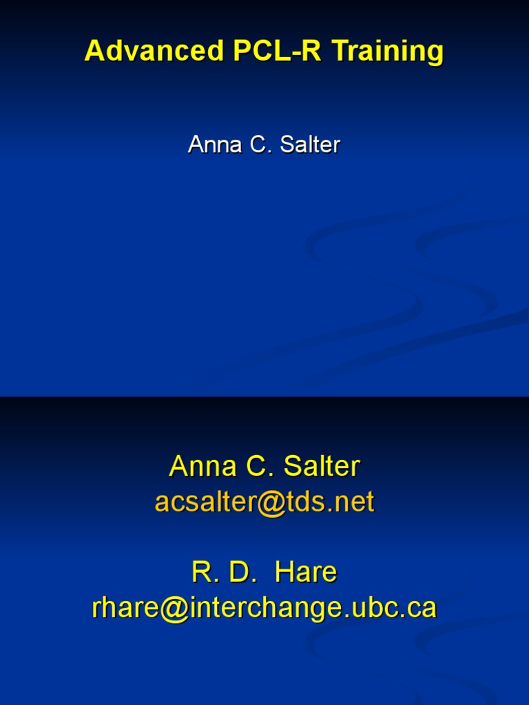 PCL-R II Advanced PCL-R Training | PDF | Psychopathy | Functional ...