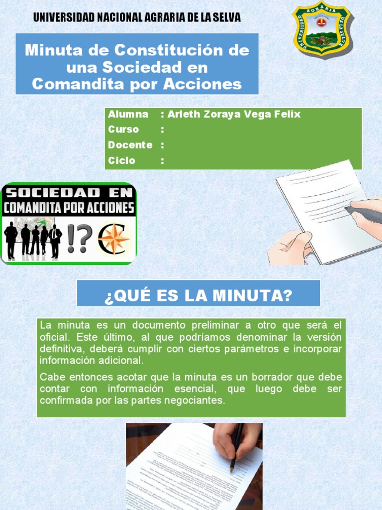 Minuta Sociedad en Comandita Por Acciones | PDF | Negocios | Finanzas y dinero