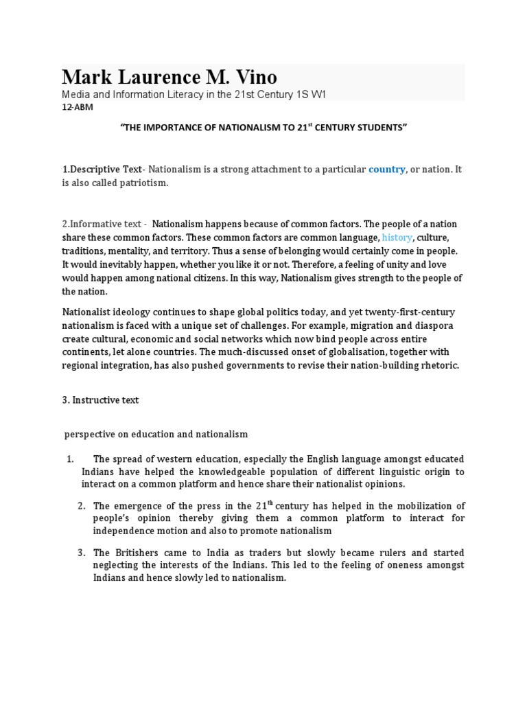 Importance of Nationalism for Students | PDF | Politics | Social Science